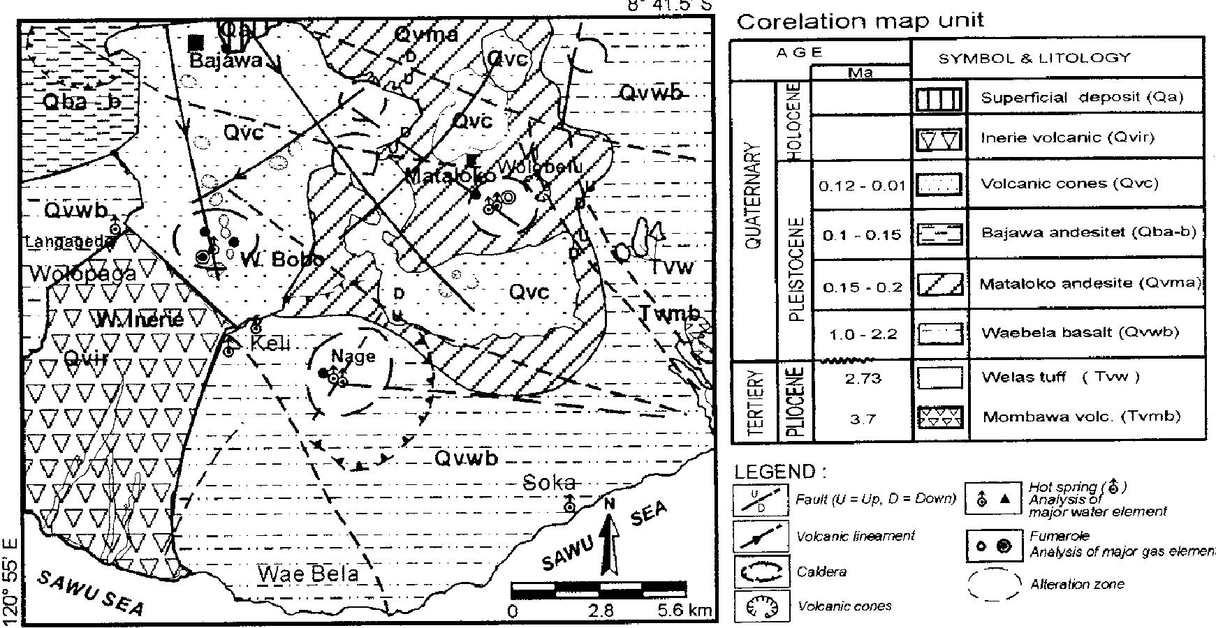 Geothermal geological map of mataloko, wolo bobo and nage