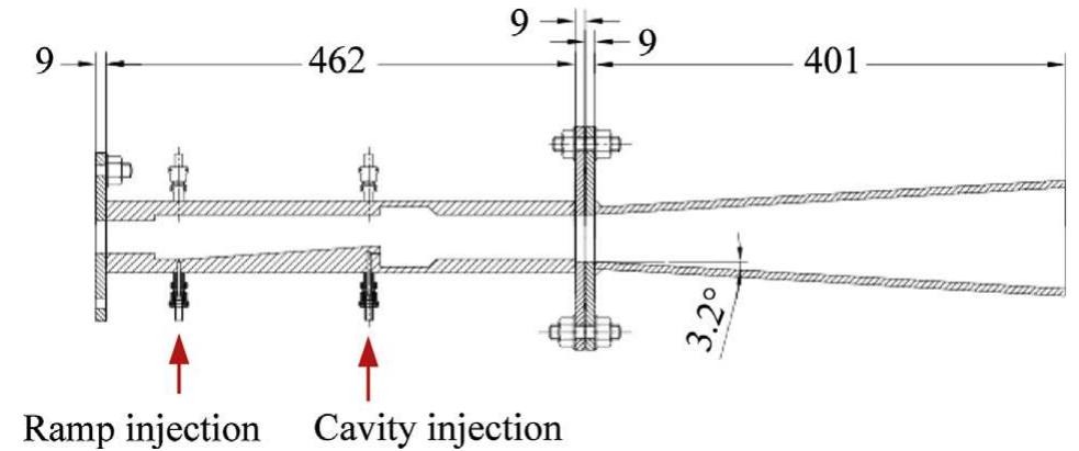 Fuel injection from ramp and cavity. 3. fuel injection