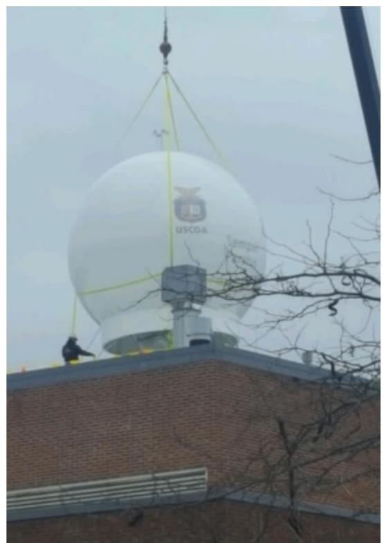 An mc3_ ground station, consisting of a radome housing a