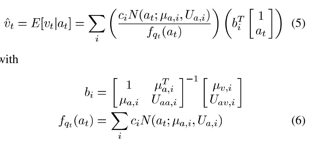 Where c; is the mixture coefficient, and n (az; fa,i, ua,i)