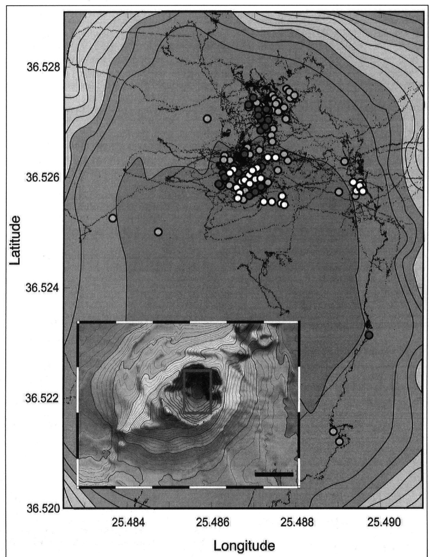 Map showing the distribution of hydrothermal vents in the