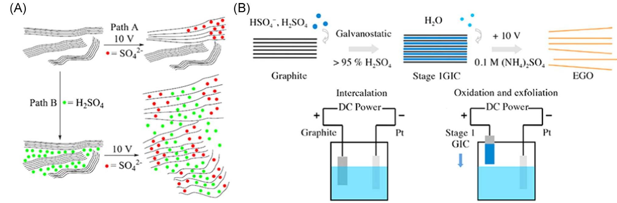 A, schematic illustration of the anodic exfoliation of