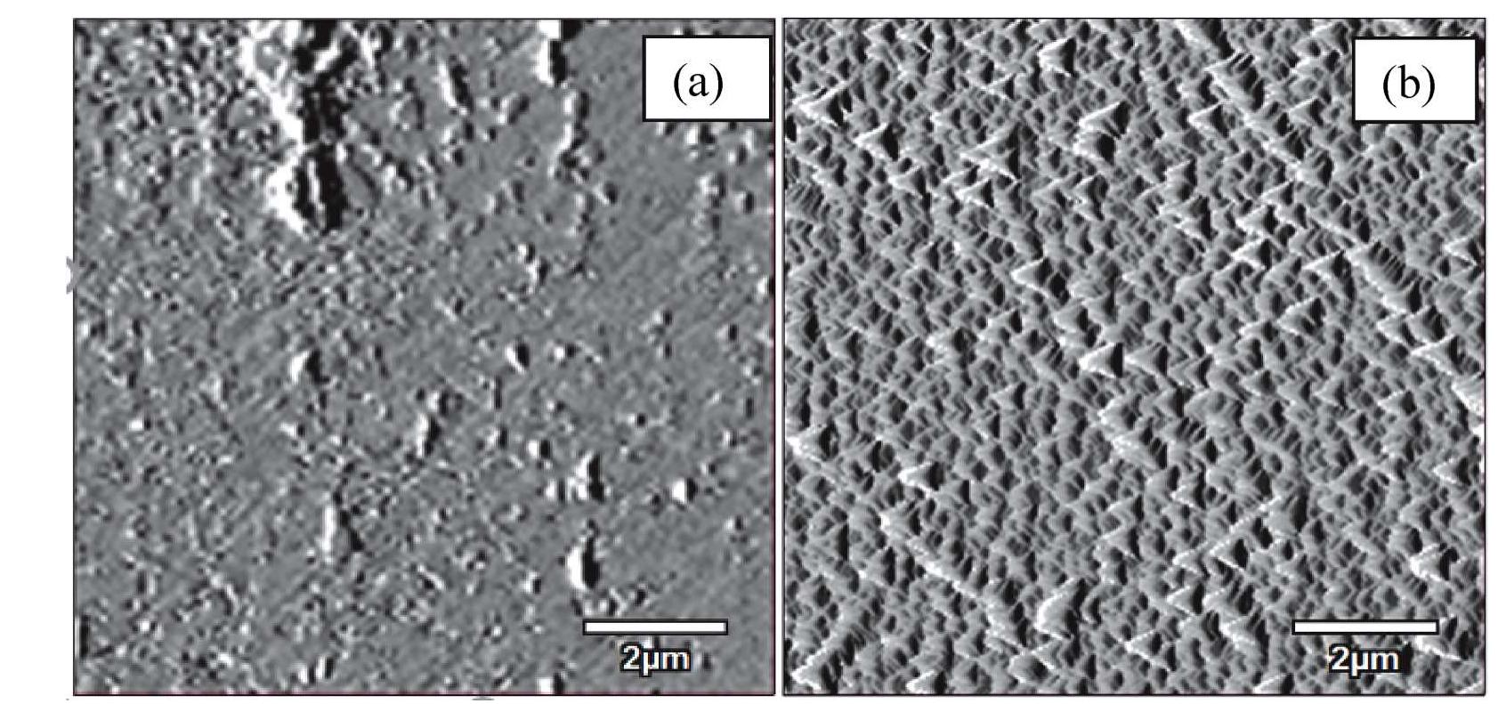 Afm 2d images of quartz disk (a) before plasma etching and
