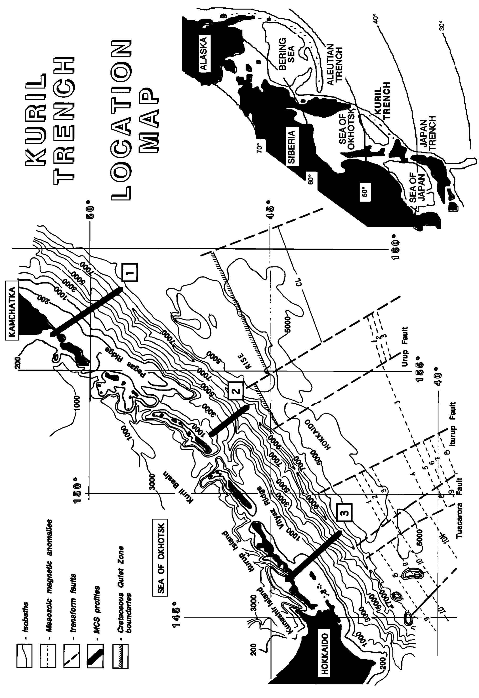 Figure 1 - Structure of the Kuril Trench from seismic