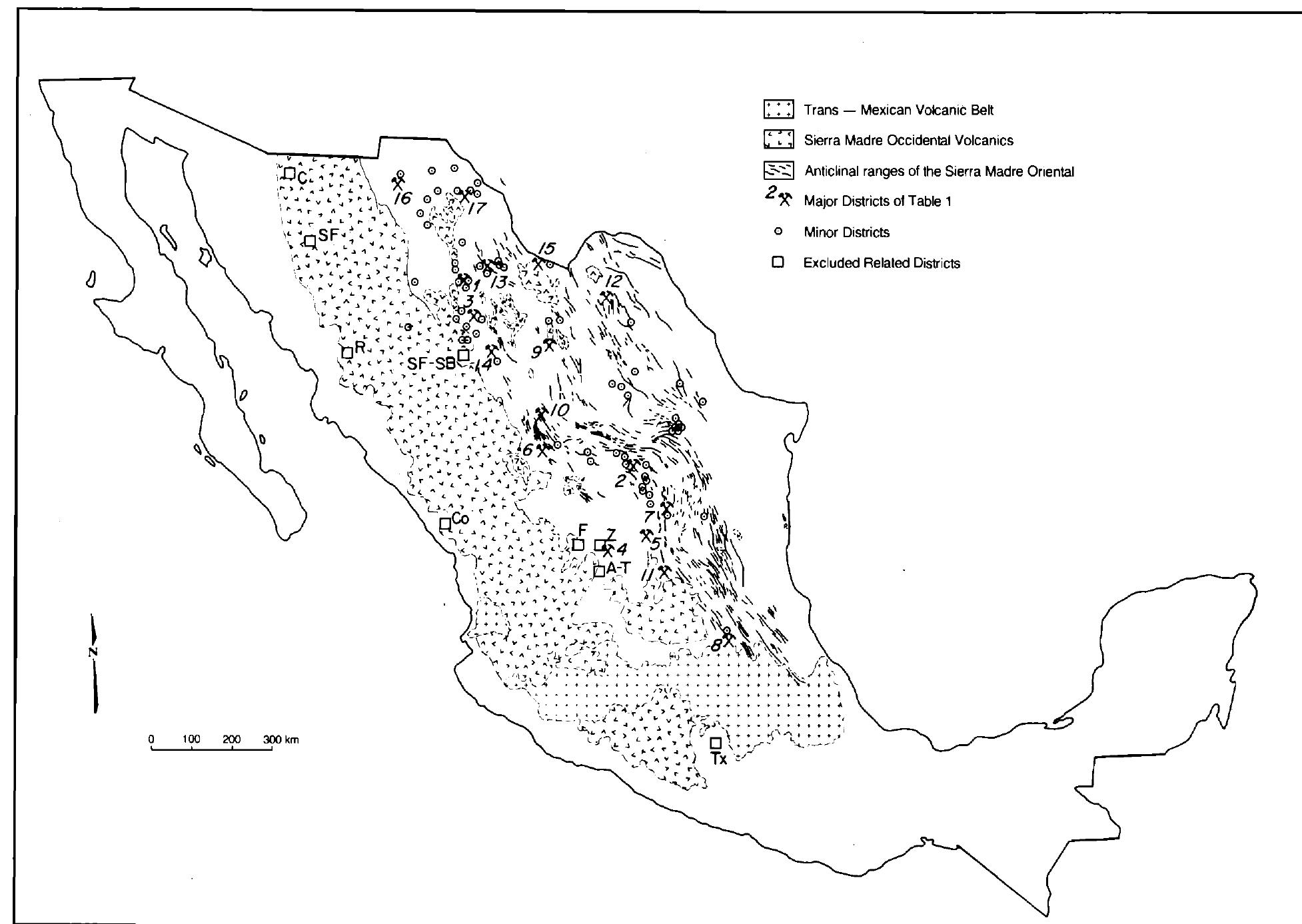 Fic. 1. principal geologic regions of northern and central