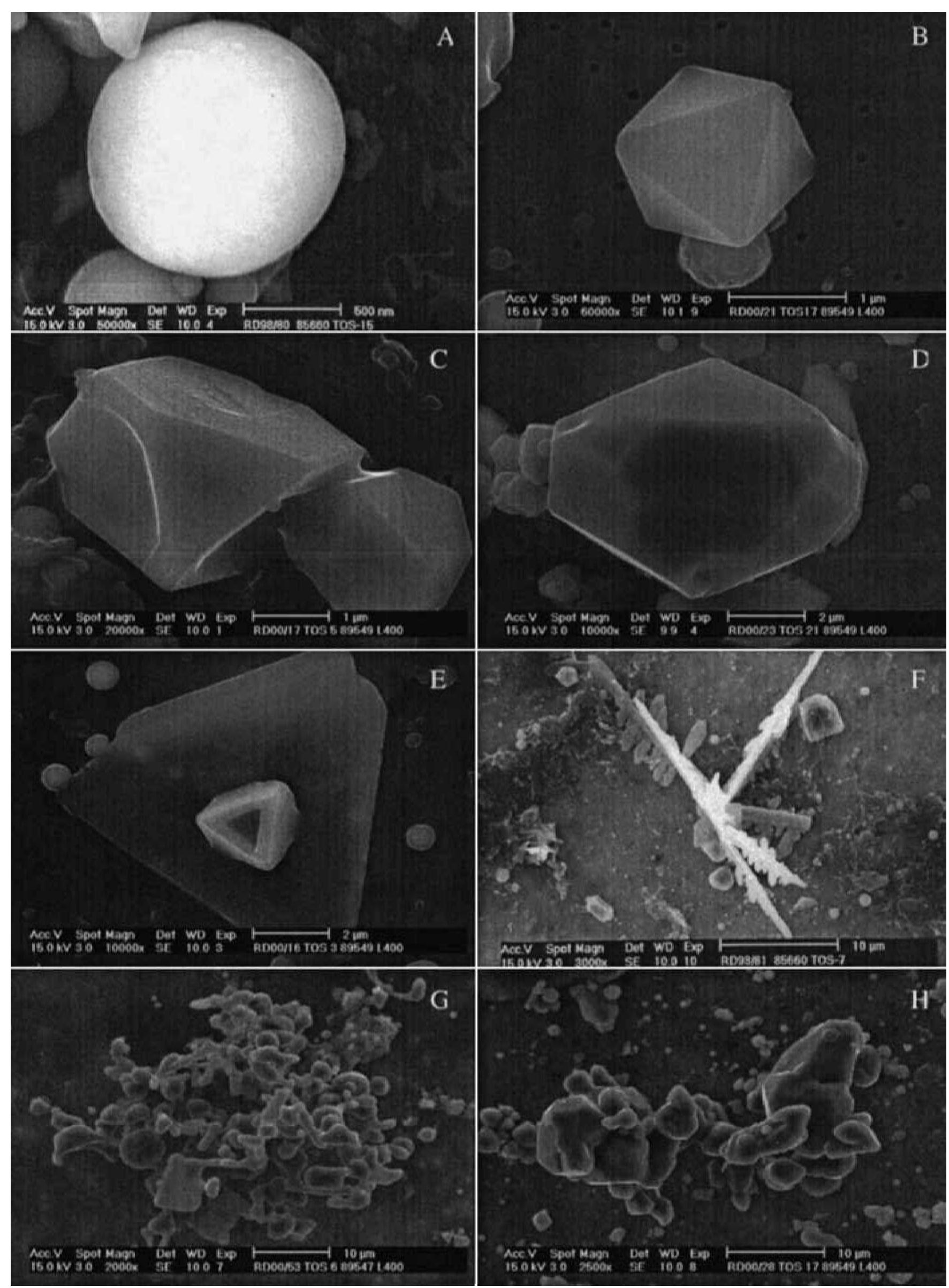 A small spherical inclusion; b octahedral inclusion; c small