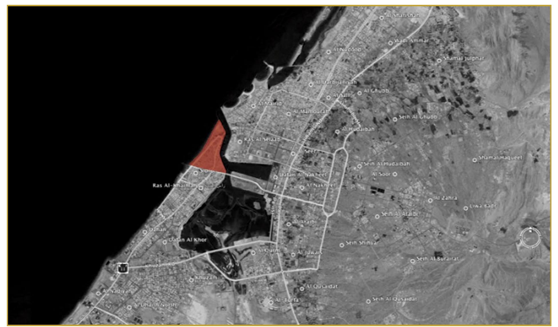 Map of rak with old town district highlighted (image from