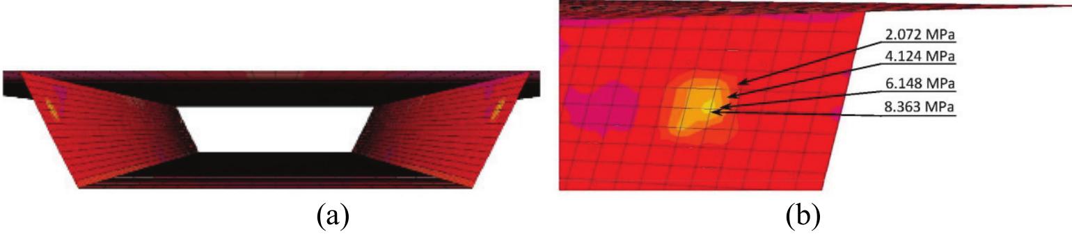 Maximum tensile stress distribution due to top temporary