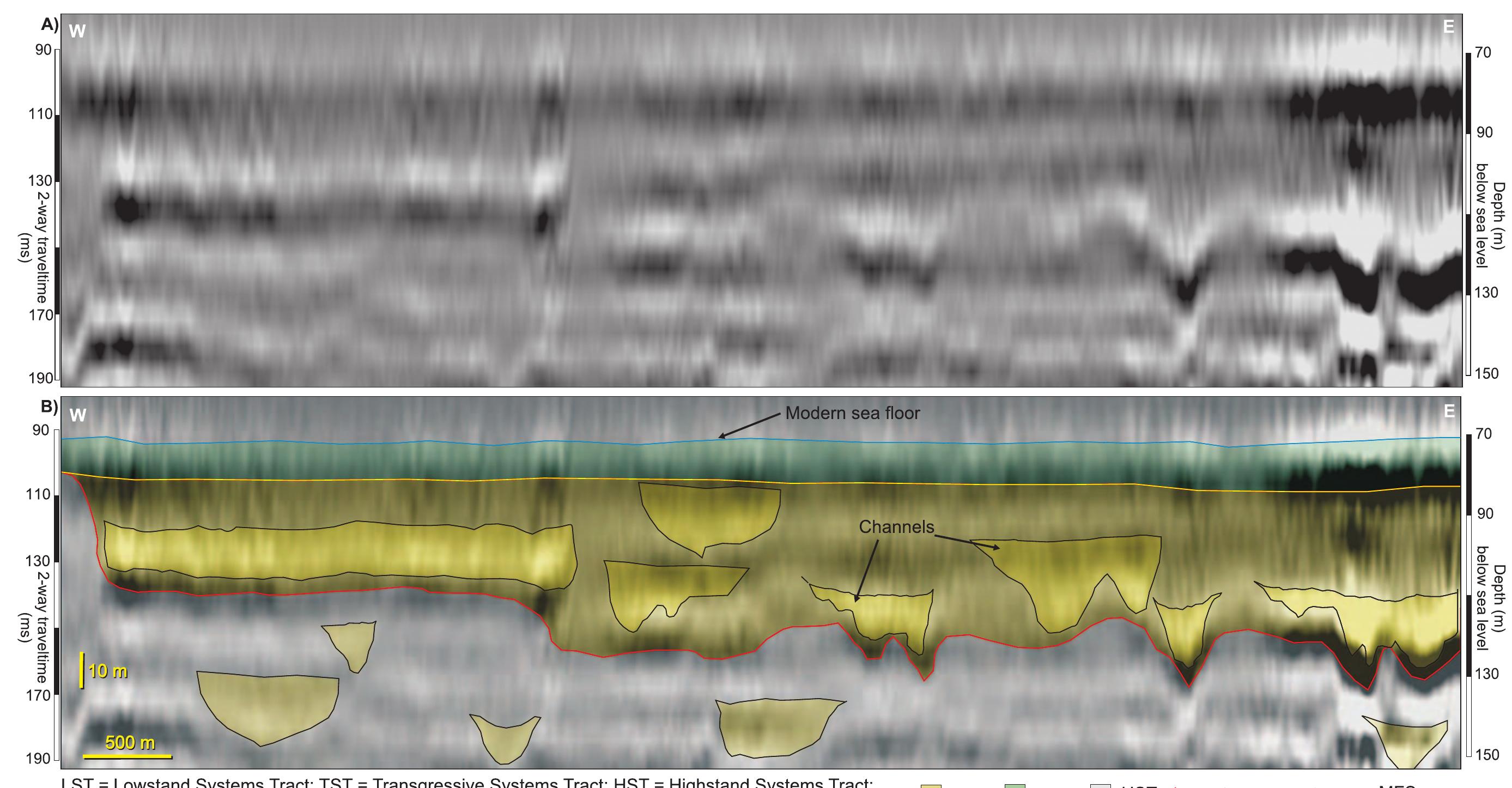 Figure 4 - Seismic geomorphology and high-resolution seismic