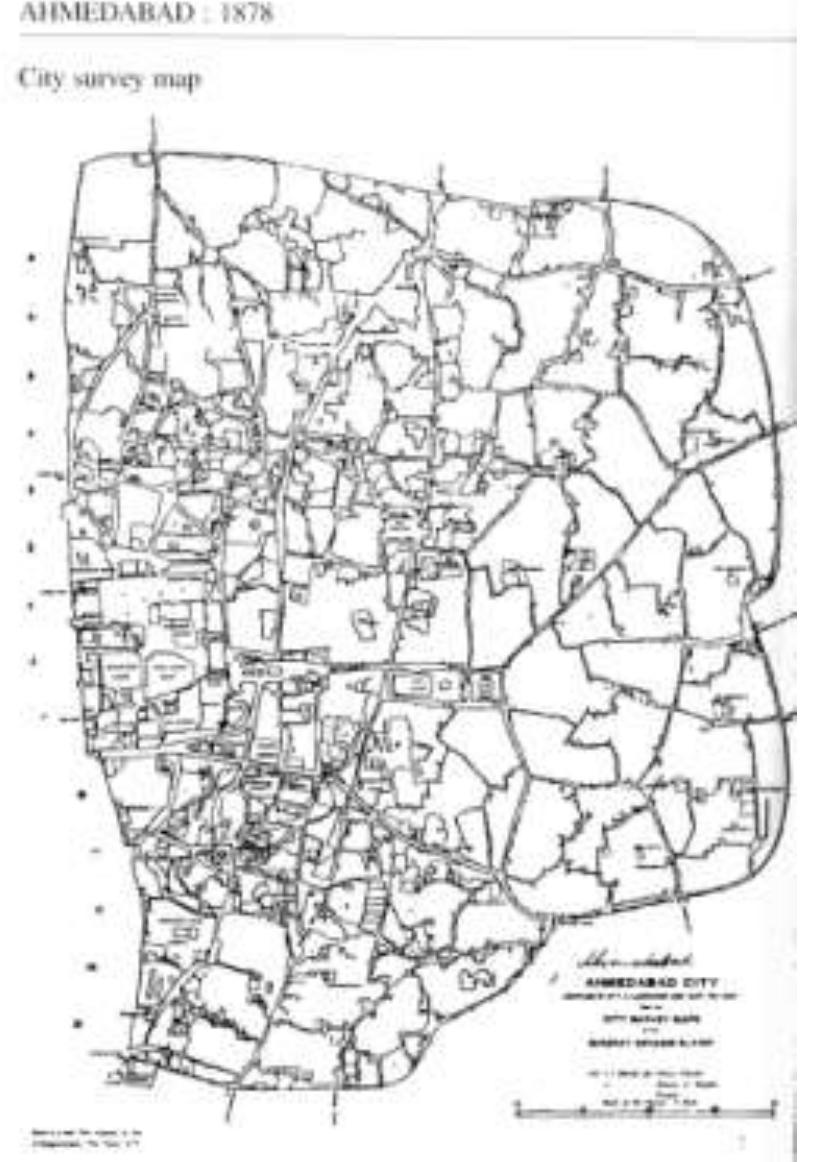 2(a) map of walled city of ahmadabad 1878, source: the
