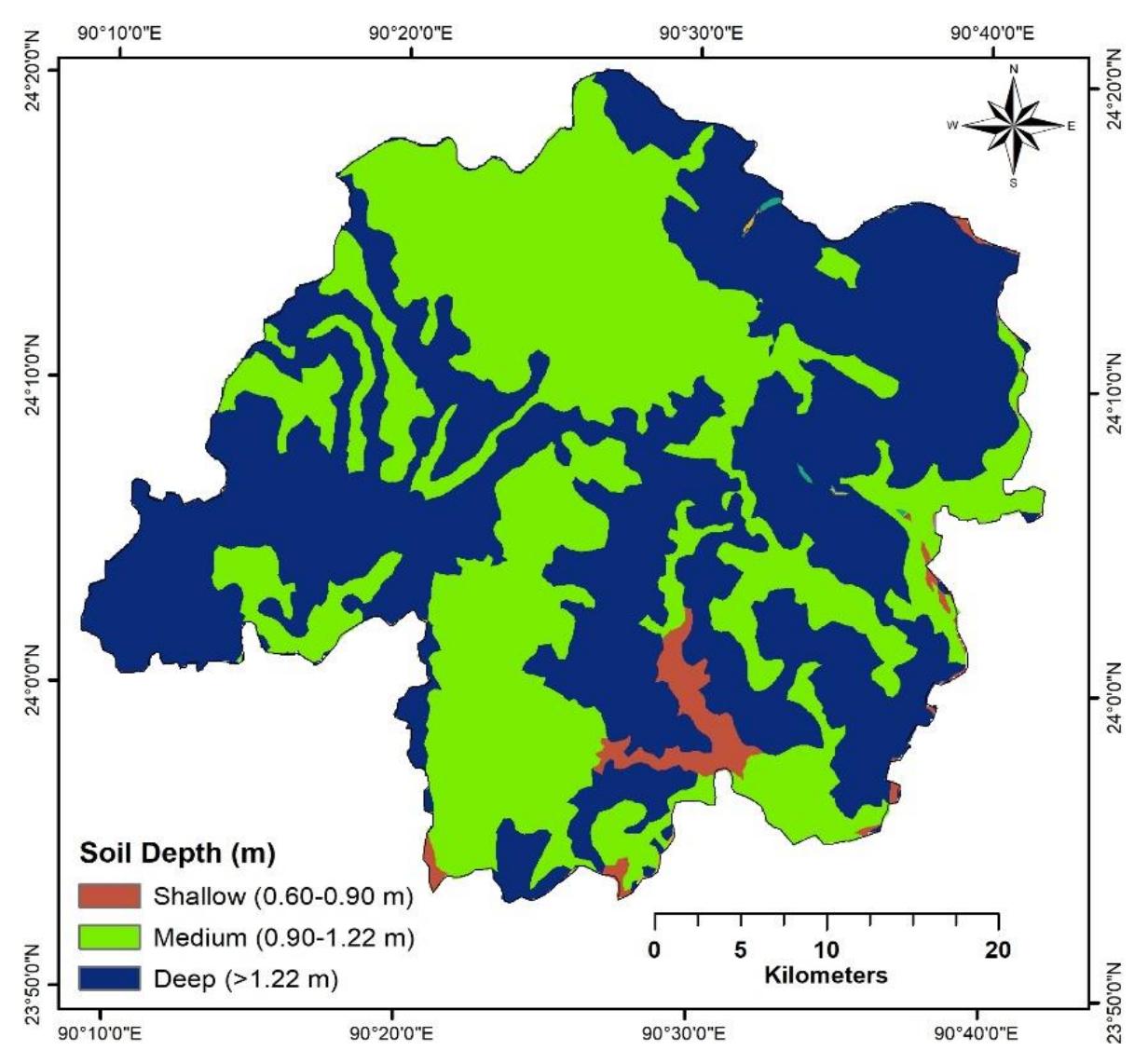 Soil depth map of the study area.