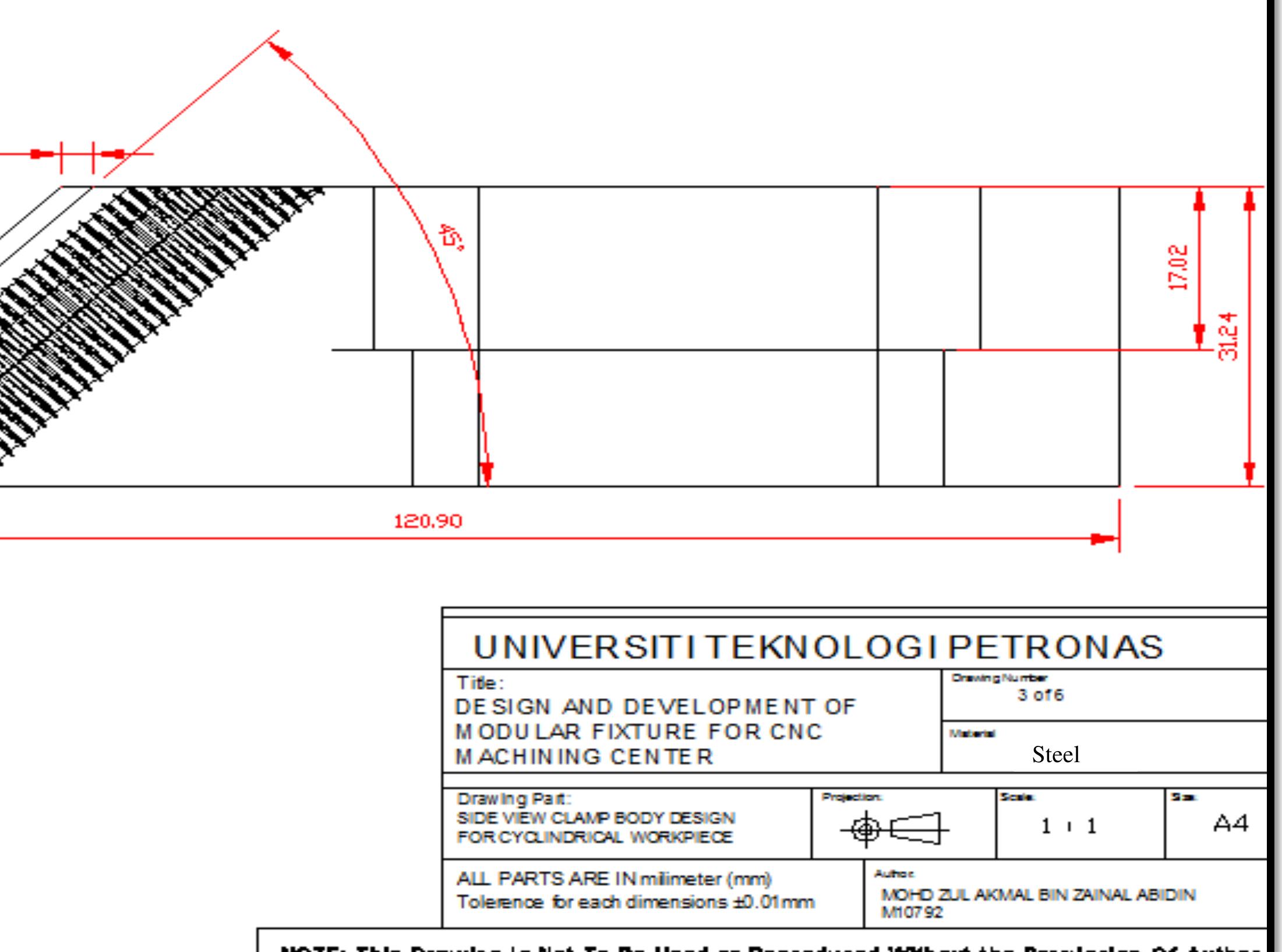 Figure 25 - Design of Modular Fixture for CNC Machining