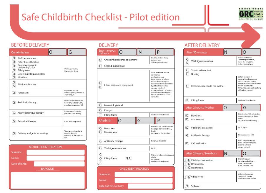 The modified safe childbirth checklist