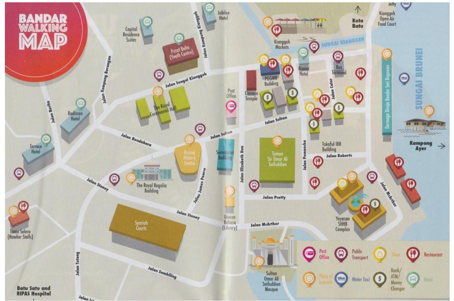 ‘bandar walking map' showing places of interest within