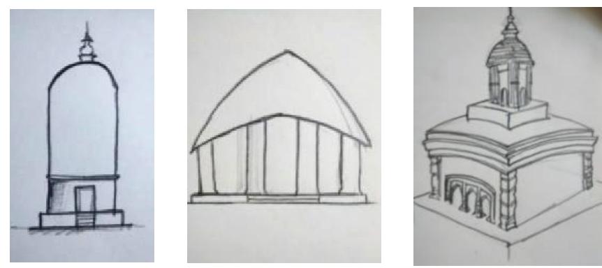 Schematic diagram of modified rekha deul (left), chala