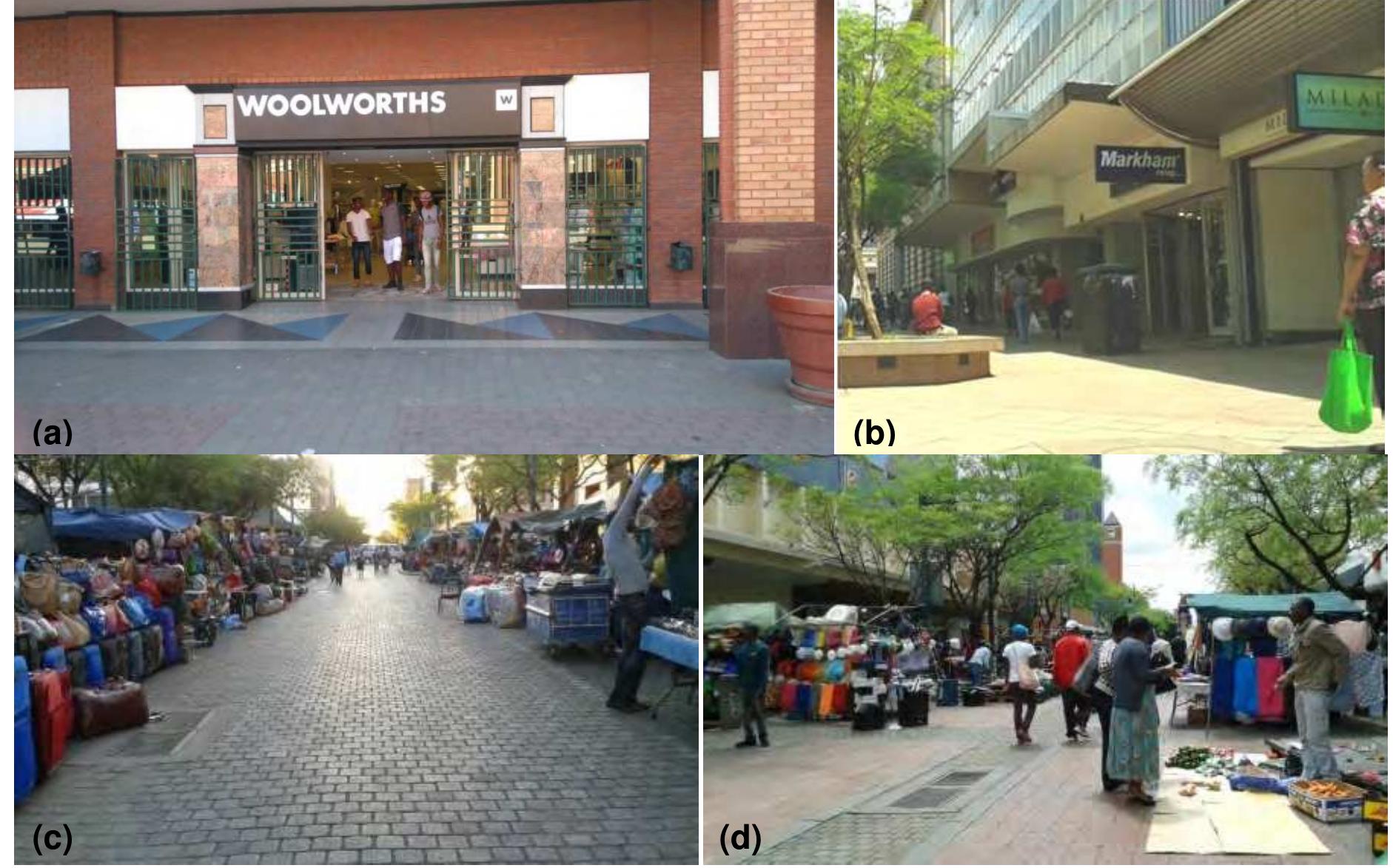 Economic space — formal (a and b) and informal businesses (c