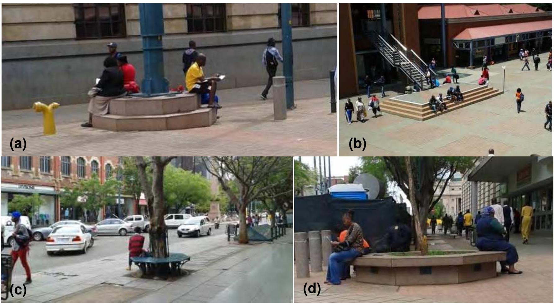 Passive contact - (a), (c) and (d) people sit on public