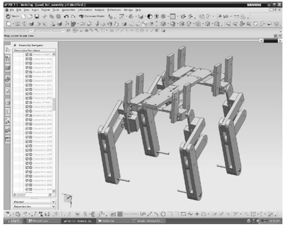 Cad model of quadruped robot before the work proceeds from