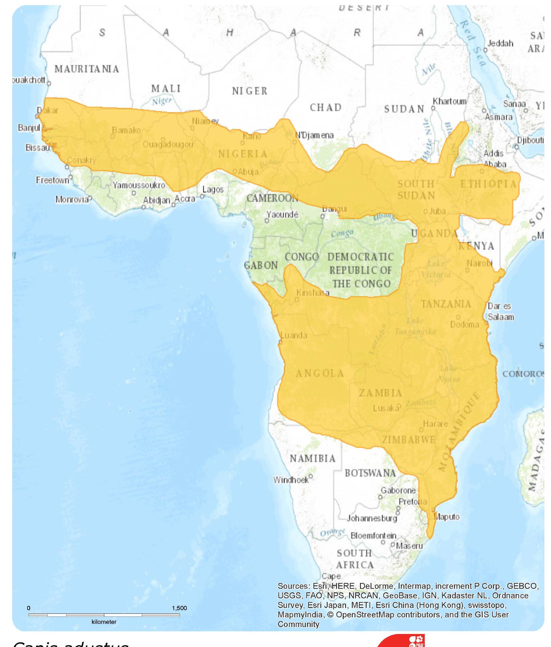 Distribution map the boundaries and names shown and the