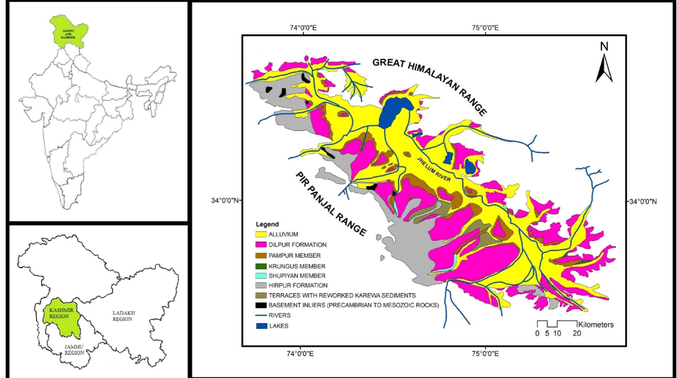 Geological map of the kashmir valley showing the