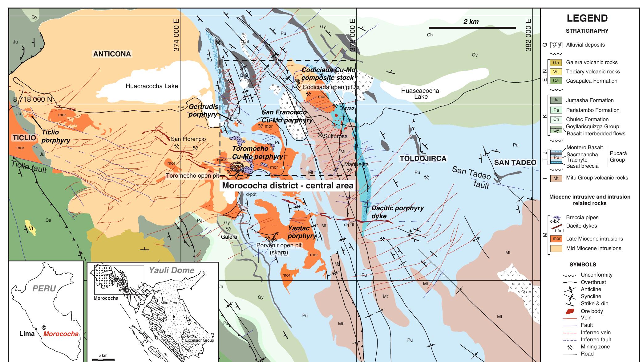 Geologic map of the morococha district, modified from