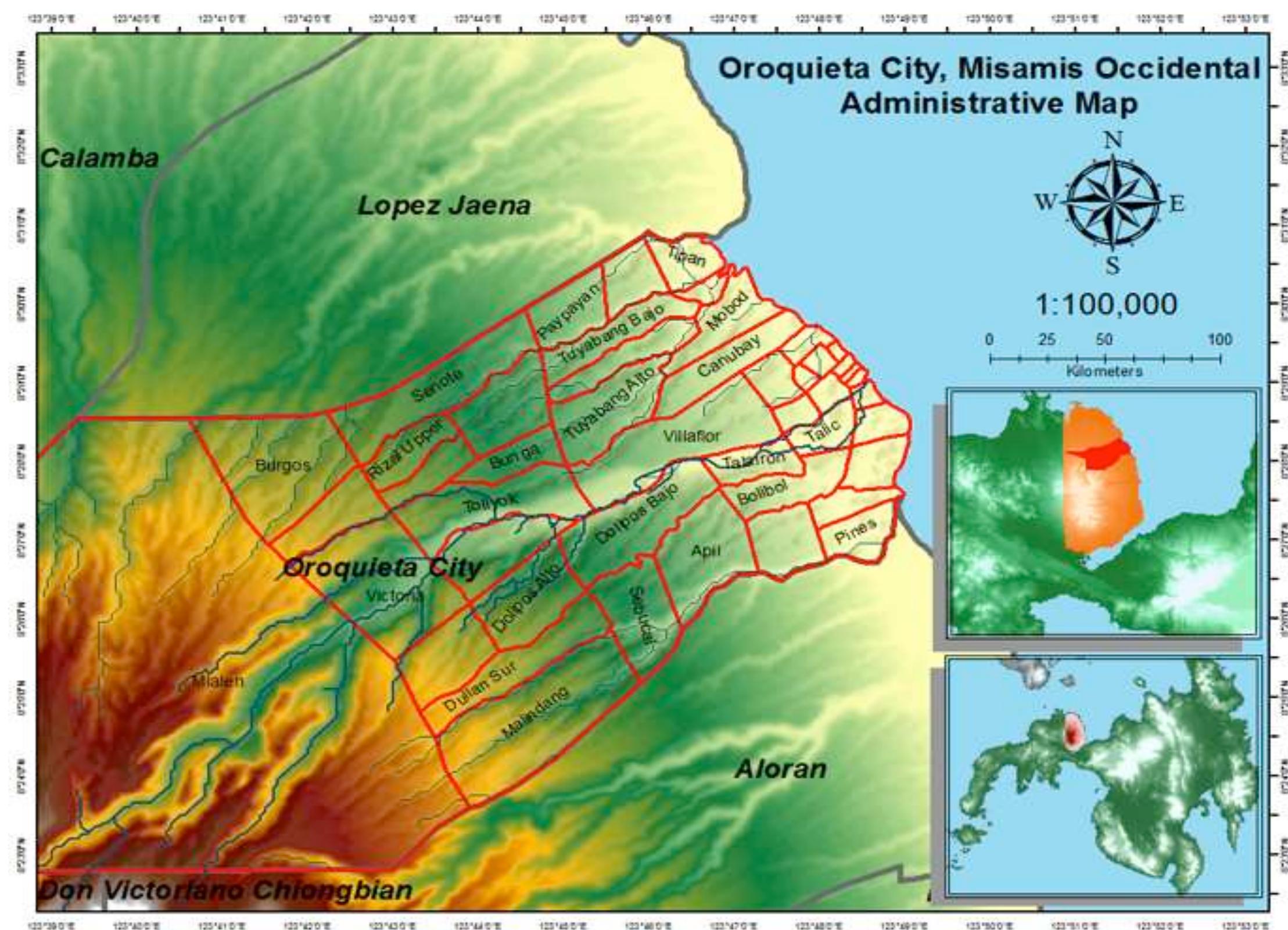 Location map of oroquieta city, misamis occidental.