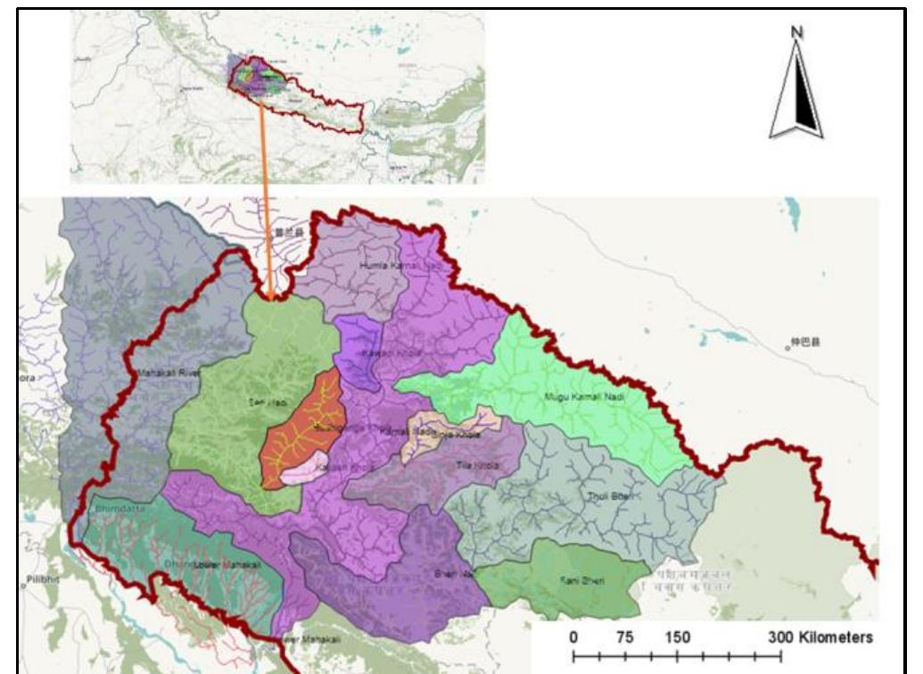 Map of karnali and mahakali river basins (source: icimod