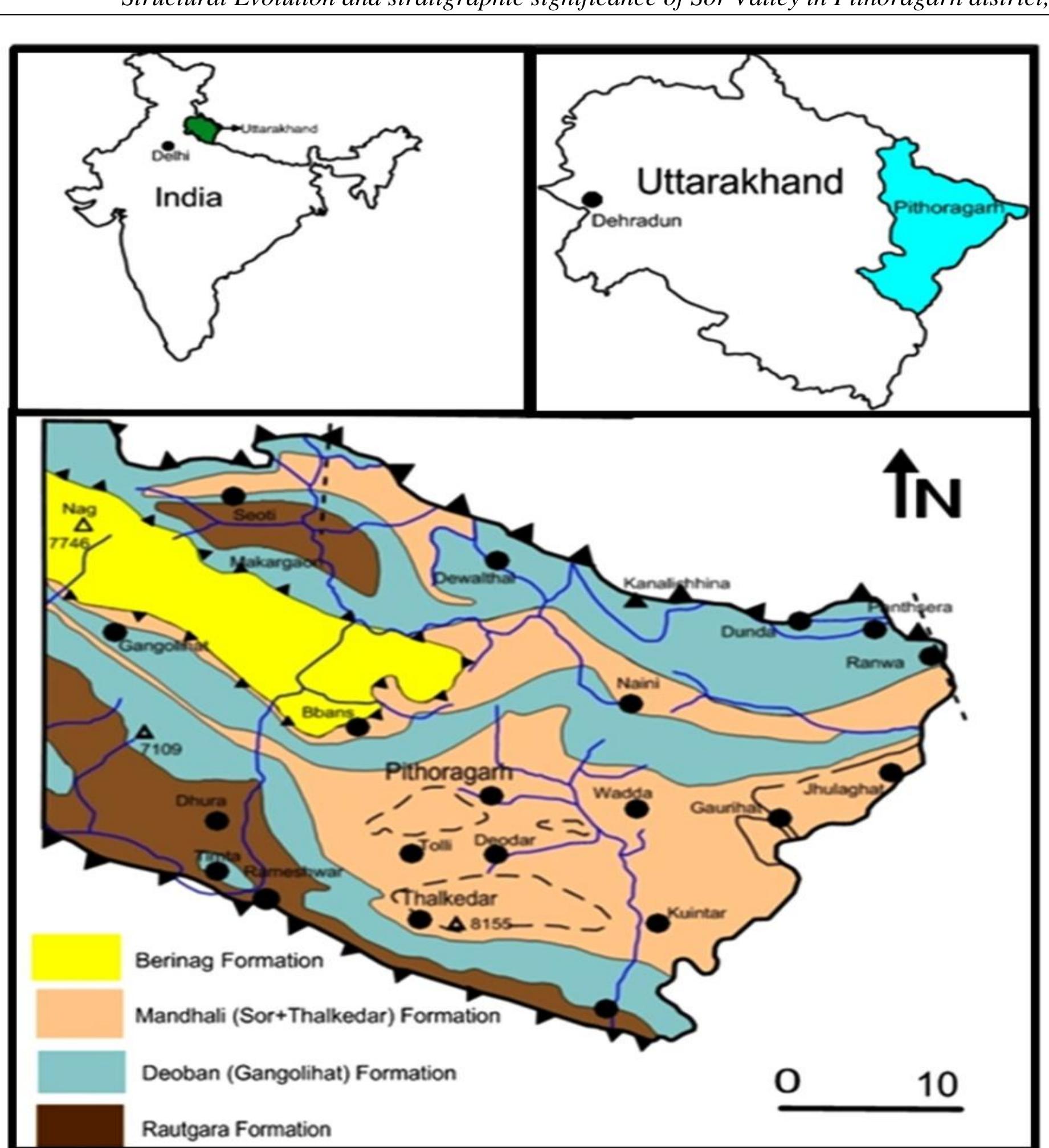 Geological map of the sor valley of pithoragarh area (after