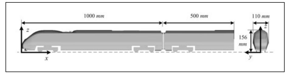 |. train model. the 1/25th scale train model was tested in