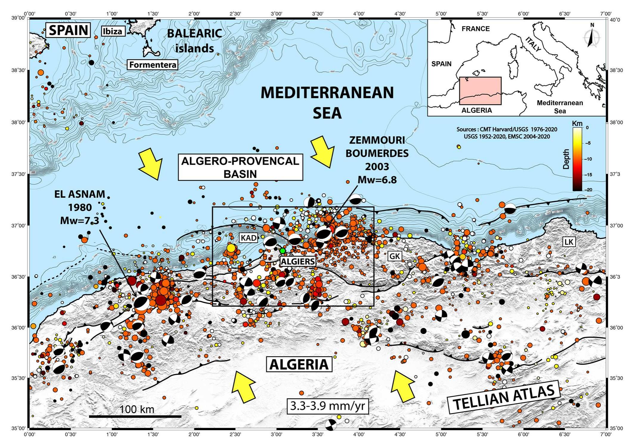 Simplified tectonic map of north algeria and the algerian