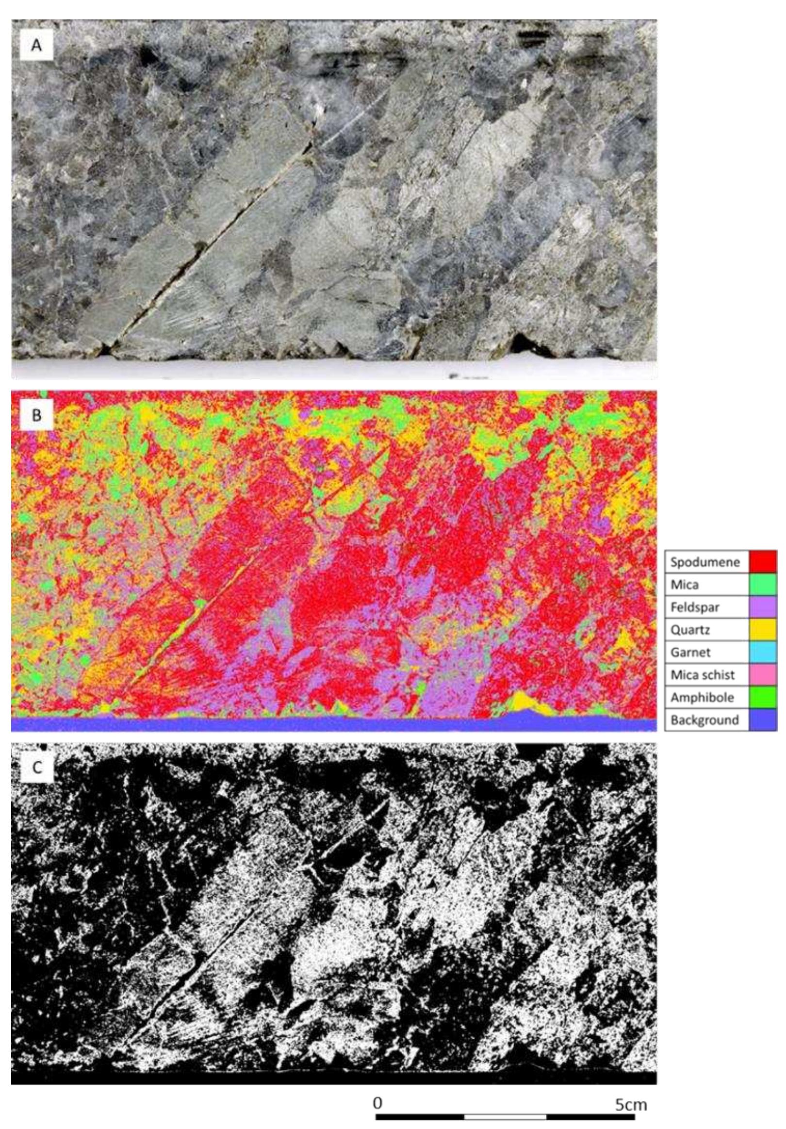 Image processing stages. a — spd-pegmatite classified within