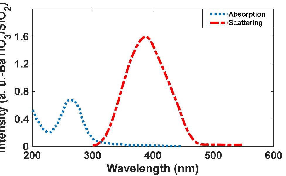 Absorption and scattering spectra of the synthesized