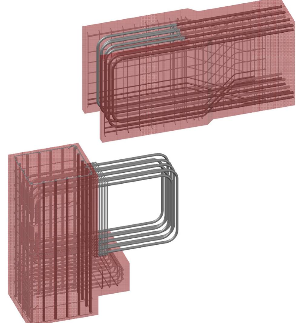 Protruding rebars from column and beam for the wet joint