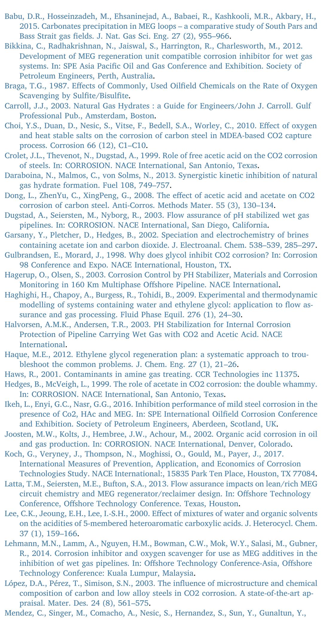 Table 5 - Operation of a MEG pilot regeneration system for