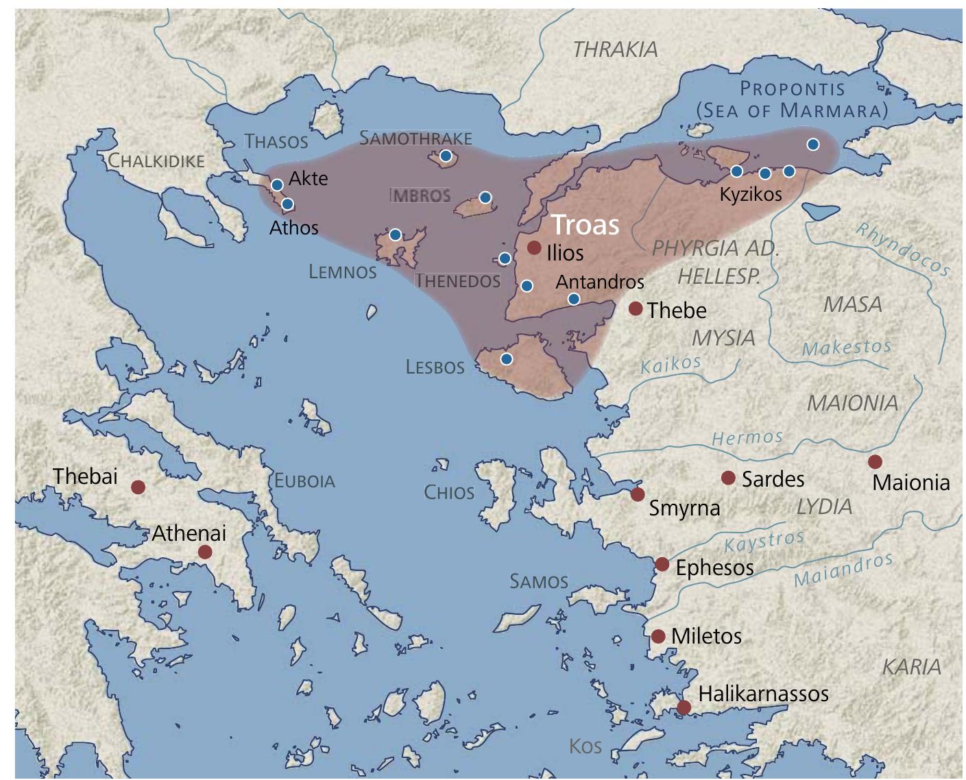 Blue dots indicate locations where, according to classical