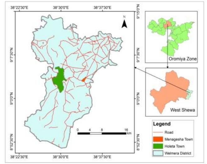Map of holetta in western shoa and sidama zone of southern