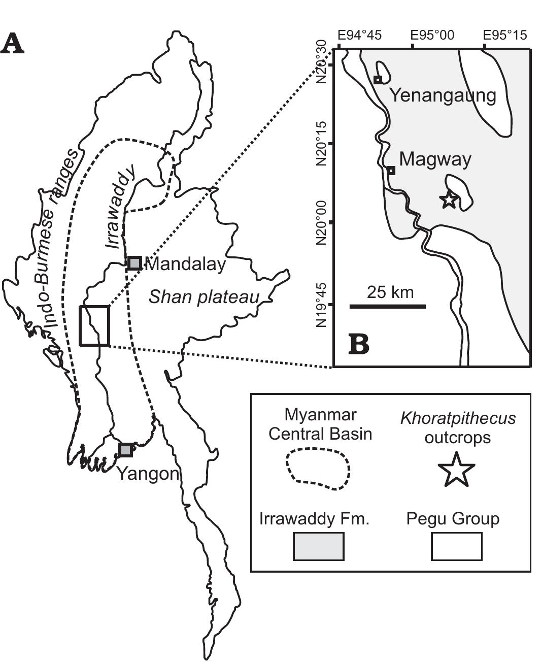 A. map of myanmar showing the area of study within the
