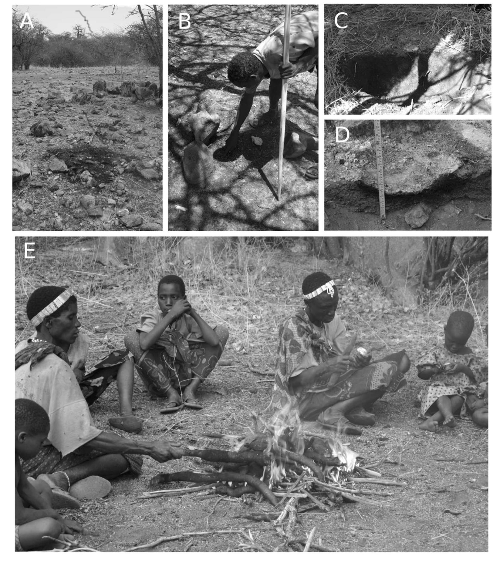 Different types of hadza hearths subjected to