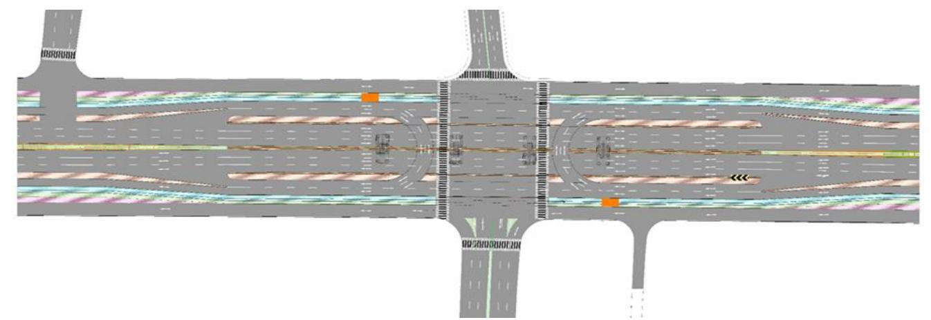 Proposed 2d layout of flyover with merging, diverging