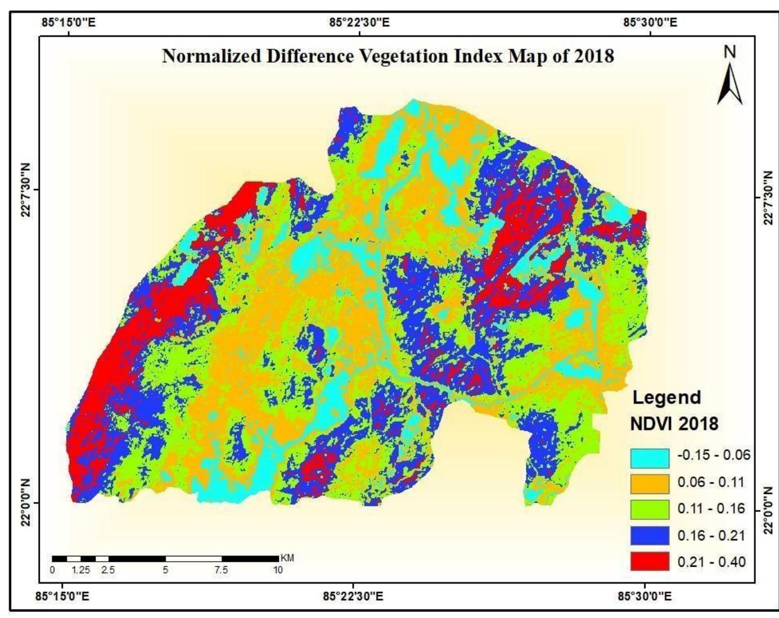 Ndvi map of joda barbil area for the year 2018