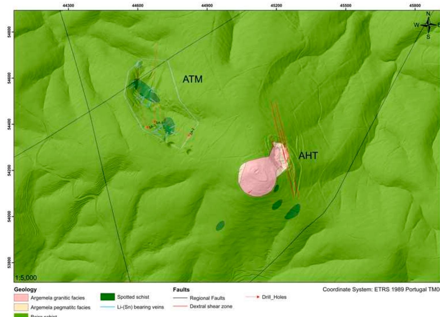 Geological map of the argemela district showing the argemela