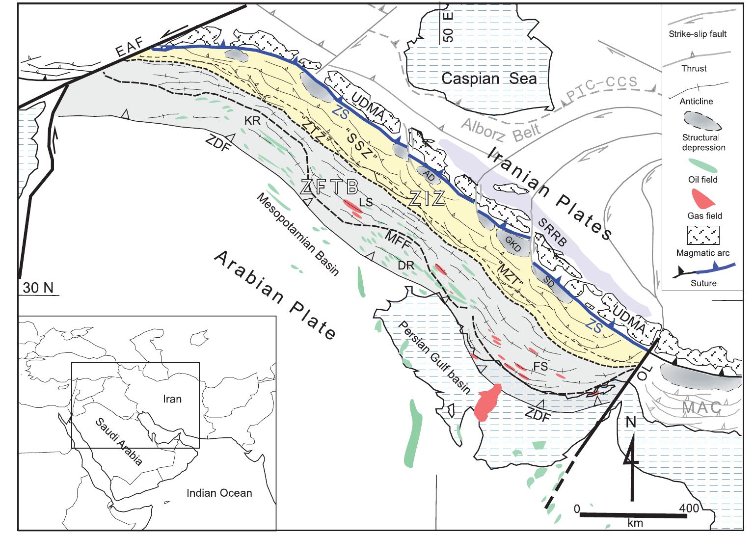 Subdivisions of the zagros orogenic belt. abbreviations: ad-