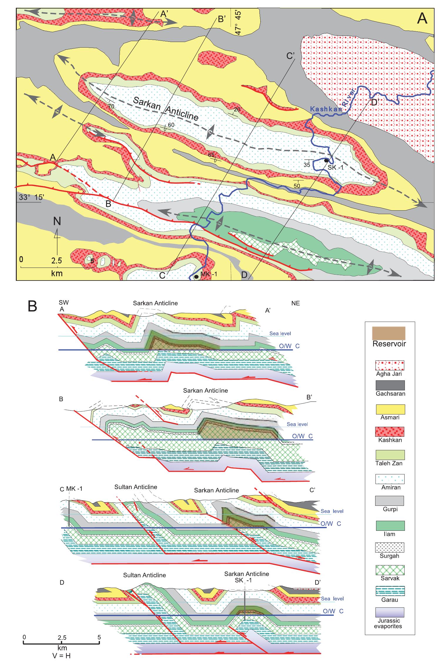 (a) generalized geologic map of the sarkan anticline in the