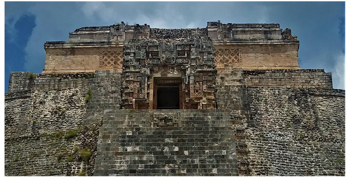 Main entrance, pyramid of the magician, uxmal, yucatan,