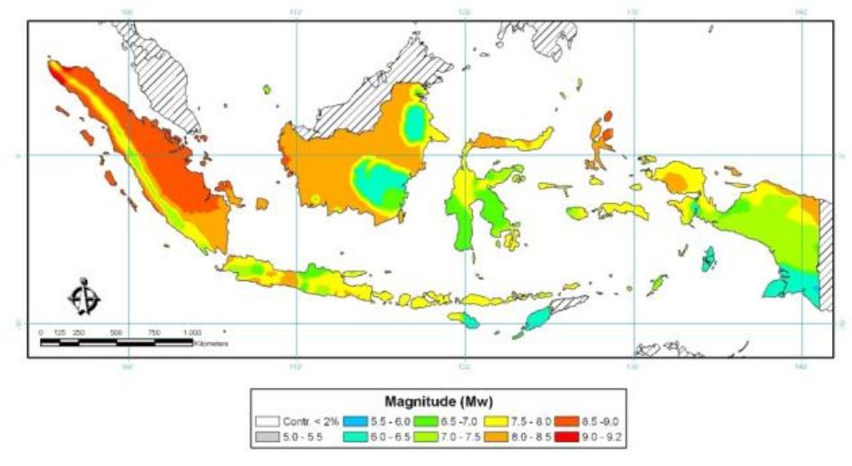 Modal magnitude map of 0.2 sec. spectral acceleration at