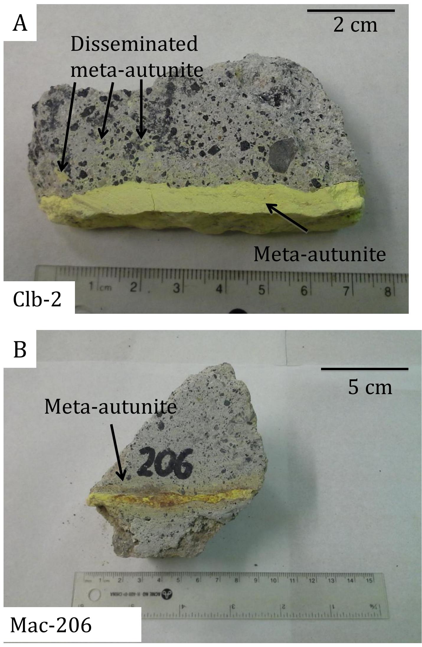 2. surface hand samples of u mineralization: a. sample