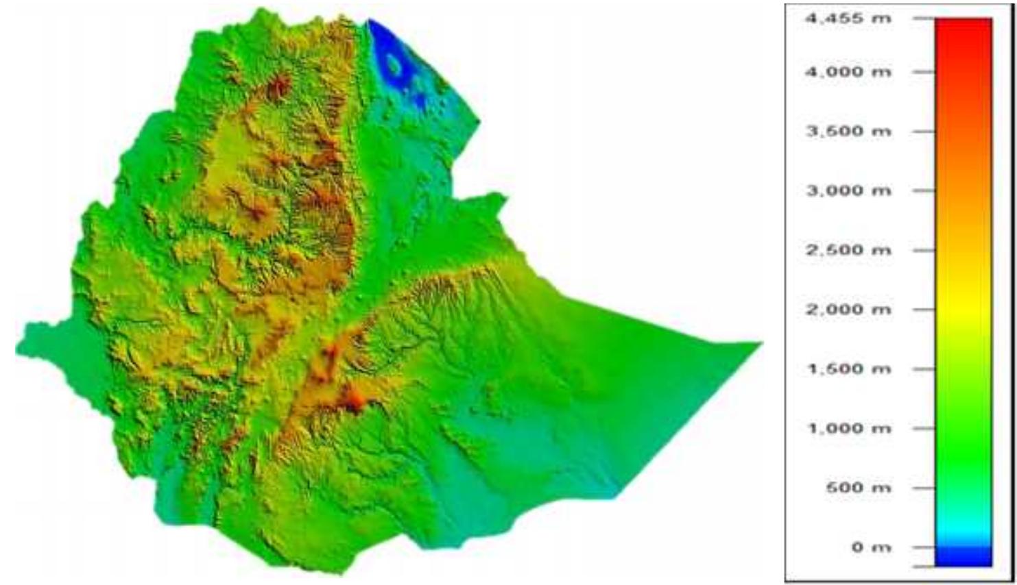 Digital elevation map of ethiopia