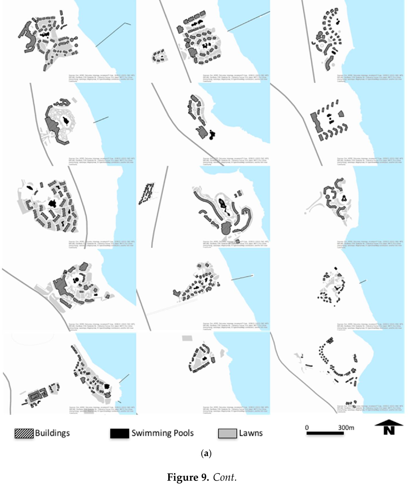 Diagrammatic maps of all 37 resorts are presented in figure