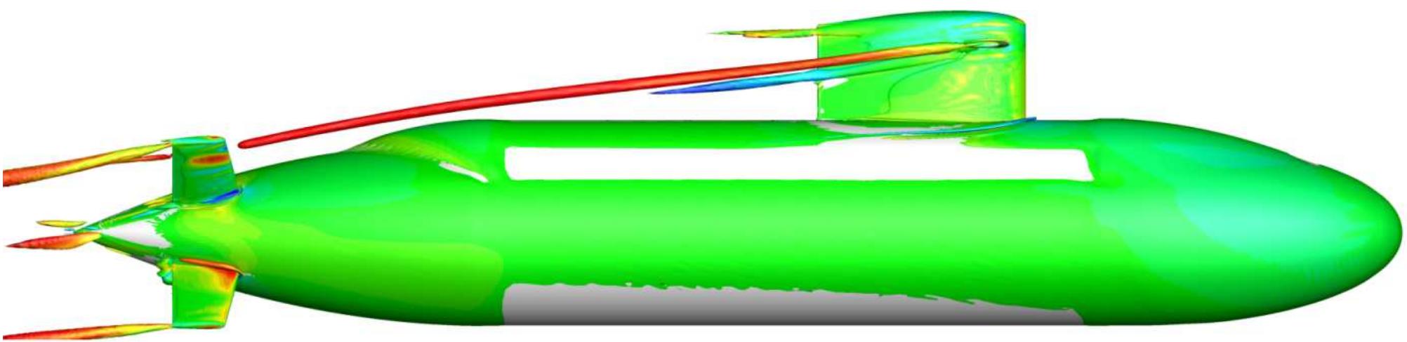Bb2 at —12° angle of attack, visualisation of vortices.