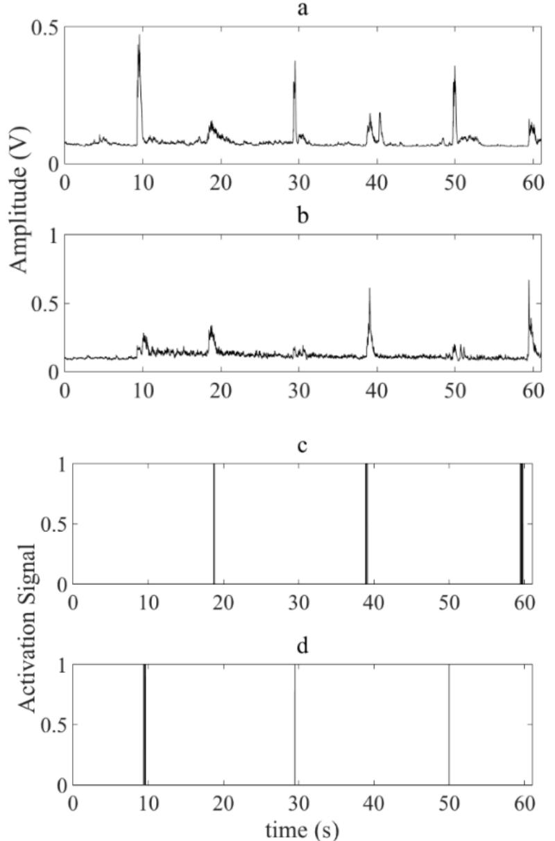 Myoelectric signals (a) flexor muscle, (b) extensor muscle,